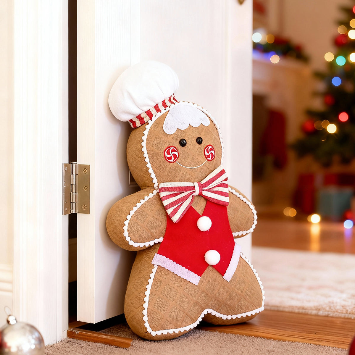 Christmas Gingerbread Boy Door Stopper – Festive Standing Decoration ...