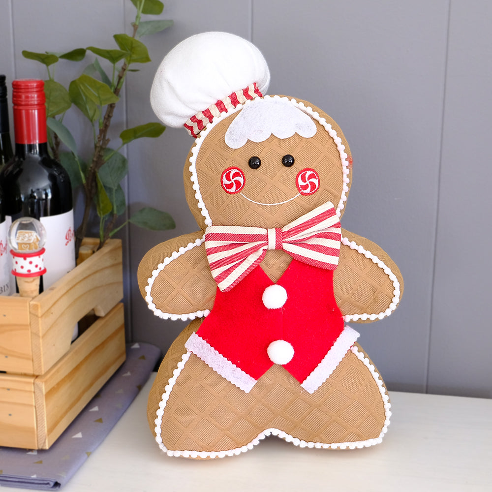 Christmas Gingerbread Boy Door Stopper – Festive Standing Decoration ...