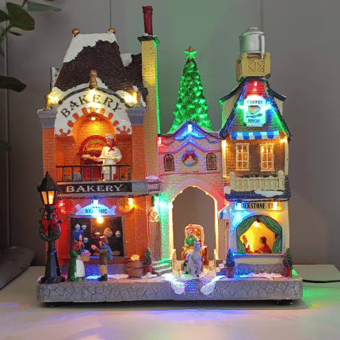 Animated Christmas Town Center Rotating Tree with LED Lights Music ...