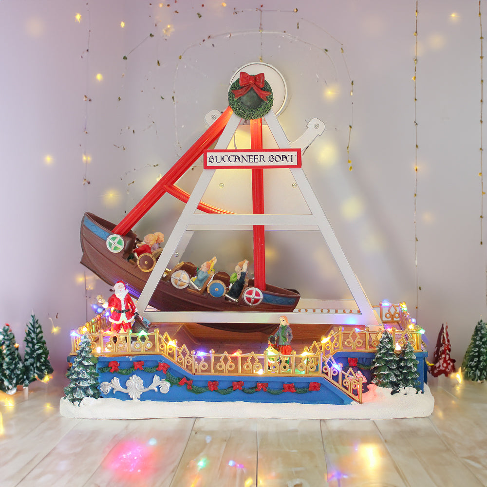 Animated Christmas Amusement Park Buccaneer Boat Musical LED Light-up ...