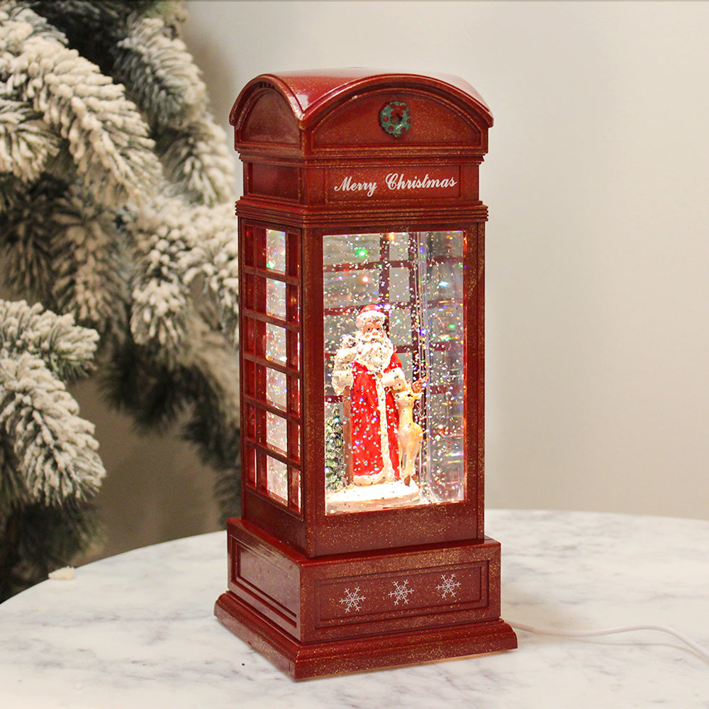 Christmas Musical Water Lantern Santa Booth with Sculpted Scene Swirli ...
