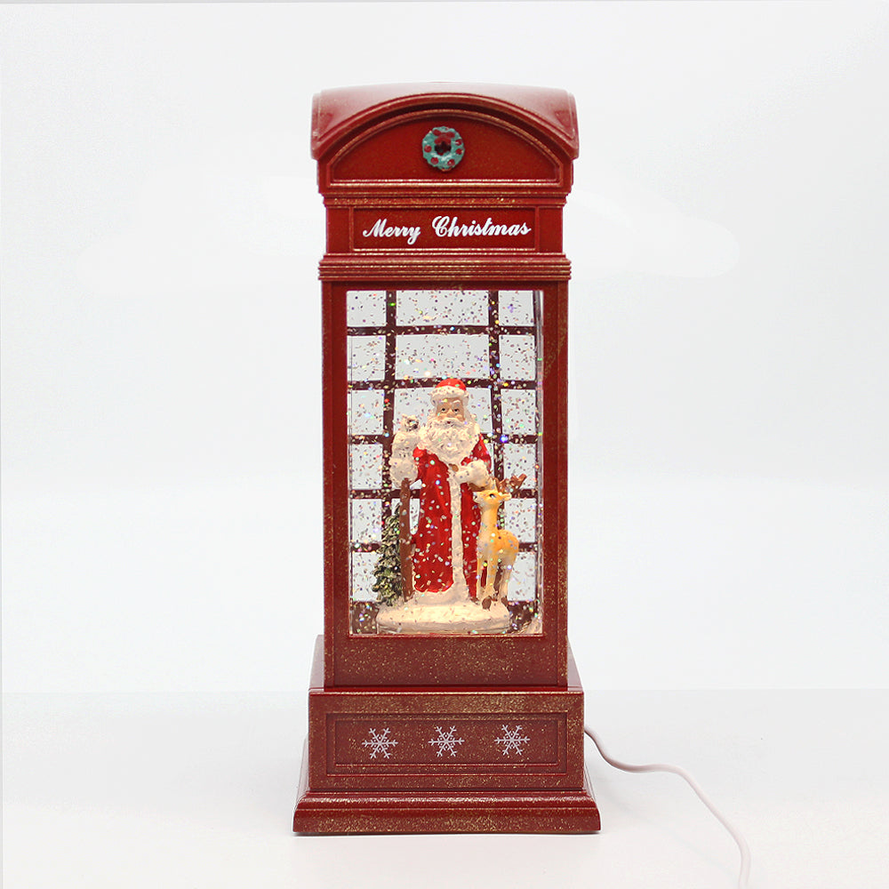 Christmas Musical Water Lantern Santa Booth with Sculpted Scene Swirli ...
