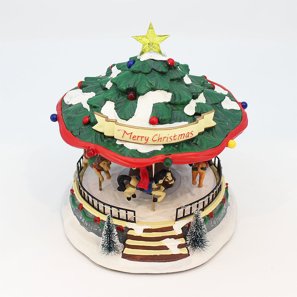Animated Christmas Amusement Park Tree Carousel LED Lights Music ...