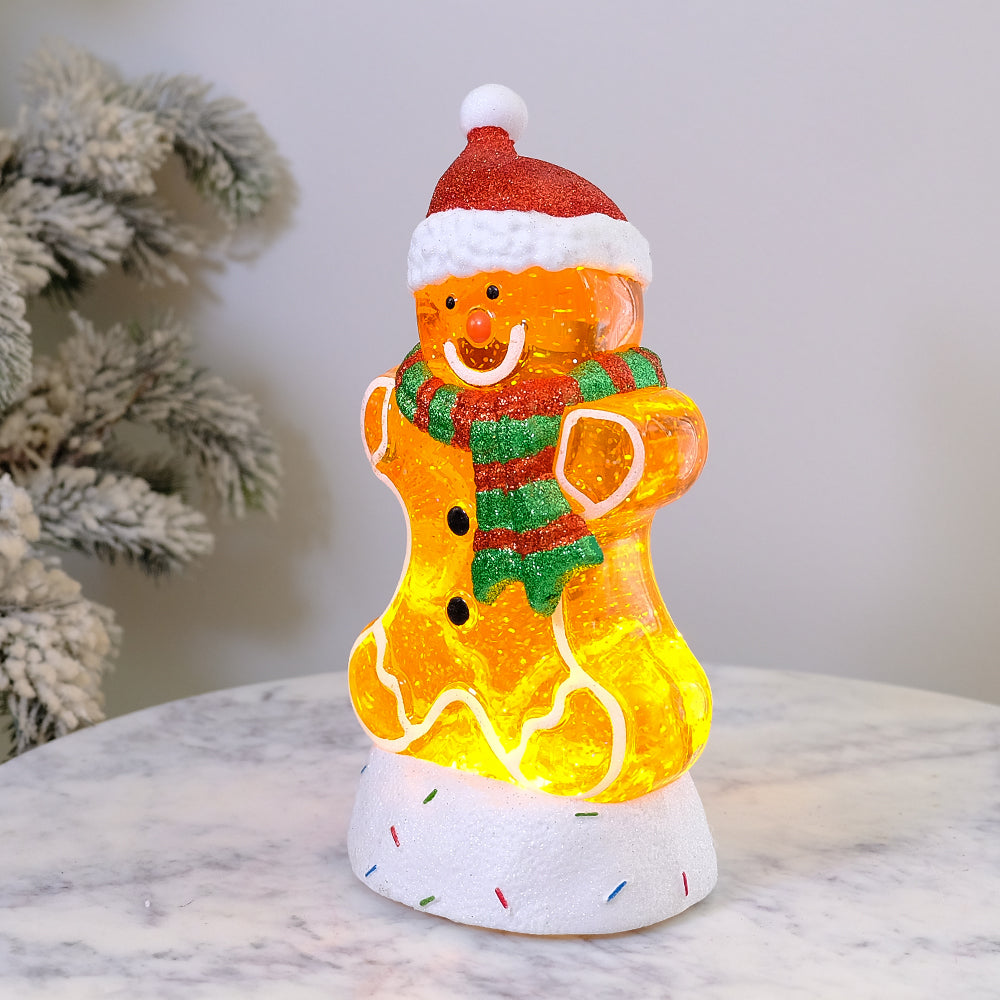 Gingerbread Musical Christmas Lantern with LED Lights Swirling Confett ...