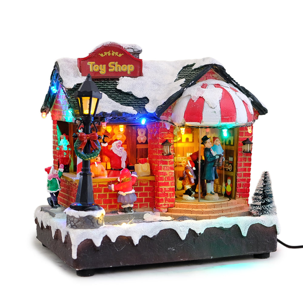 Animated Santa's Christmas Toy Shop w/ Revolving Door, LED Lights & Mu ...