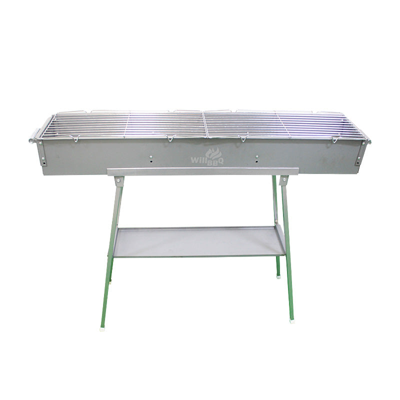 100cm Portable Zinc Iron Alloy Charcoal Hibachi BBQ Grill with Stainle ...