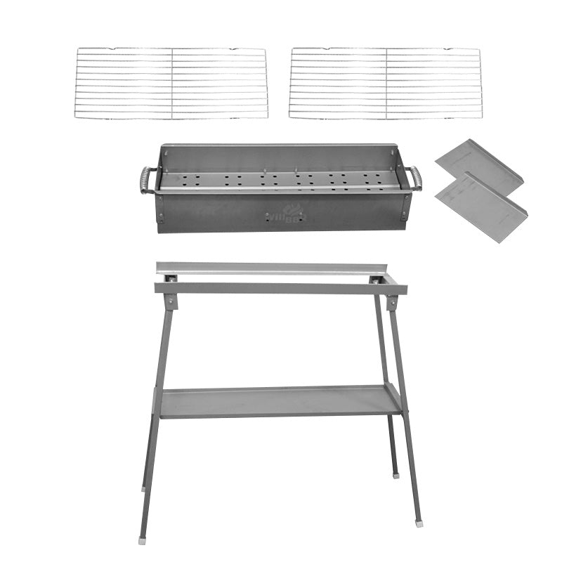 100cm Portable Zinc Iron Alloy Charcoal Hibachi BBQ Grill with Stainle ...