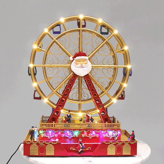Christmas Village Animated Big Santa Ferris Wheel Rotating Musical Col ...