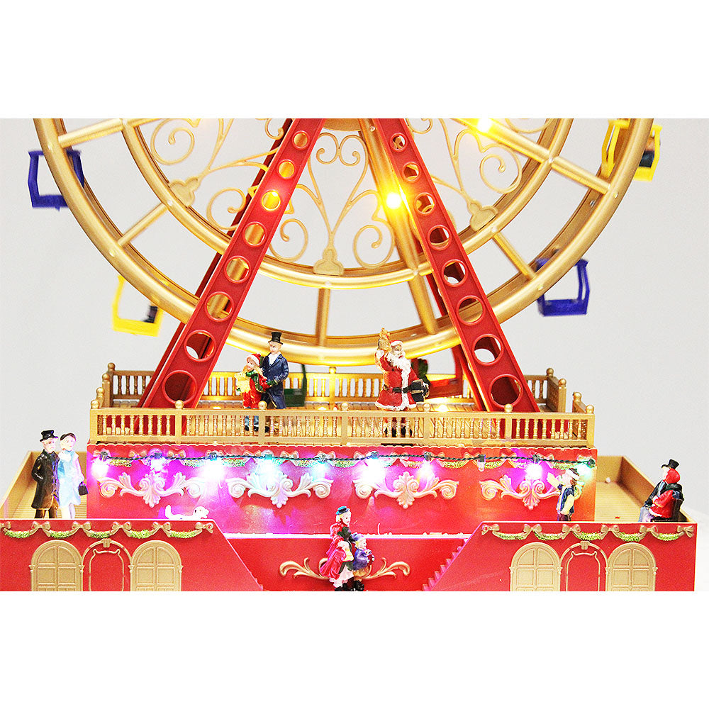Christmas Village Animated Big Santa Ferris Wheel Rotating Musical Col ...