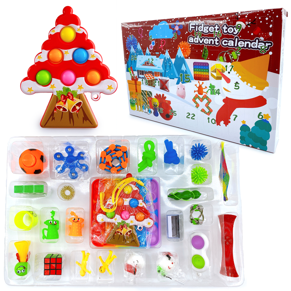 Christmas Advent Calendar 26 Piece Fidget Sensory Pop Toys 25 Days Cou ...