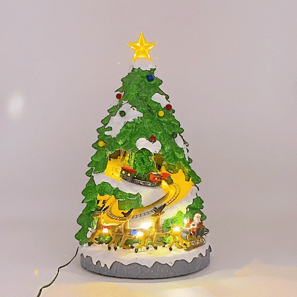 Christmas Village Animated Moving Rotating Train in Tree Musical LED L ...