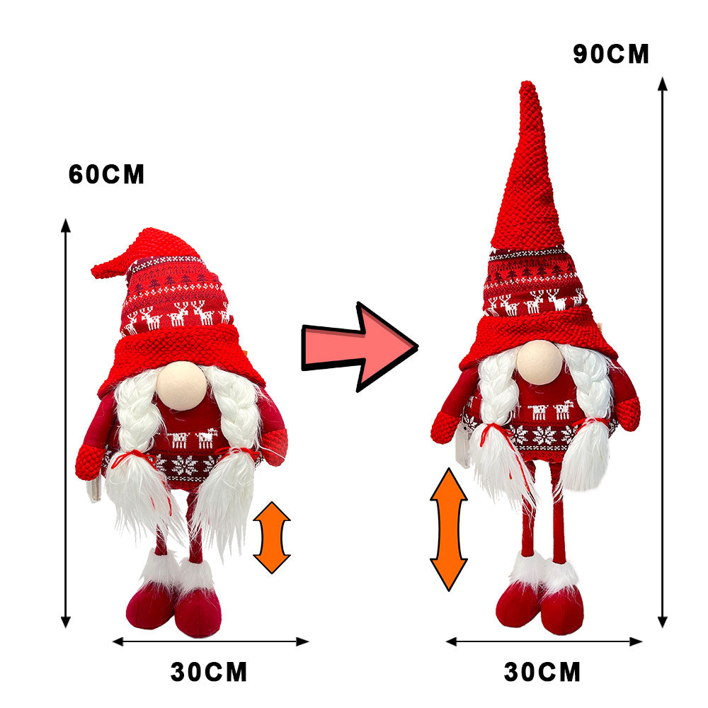 Light-up Standing Santa Claus Gnome Extendable Legs Bendable Hat White ...
