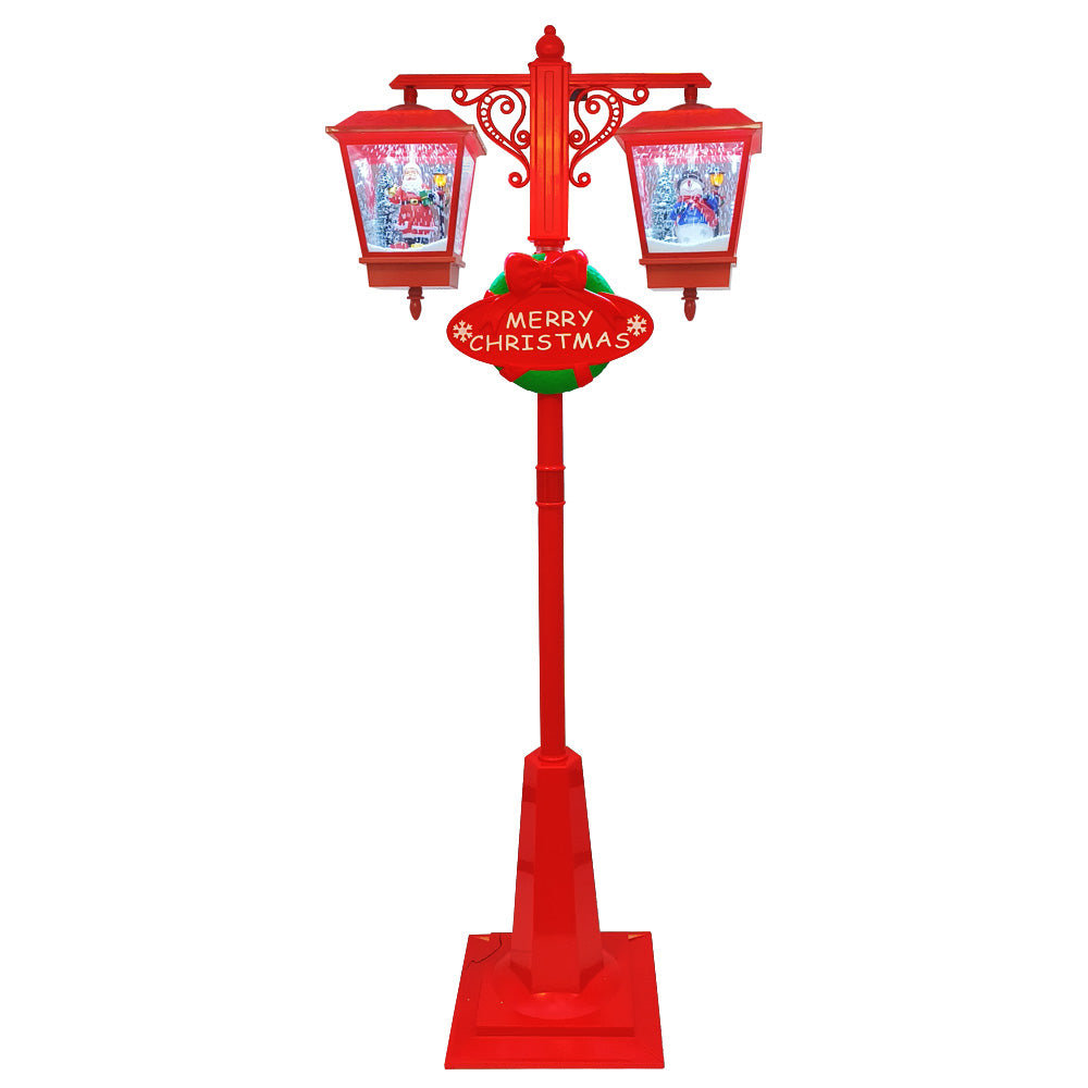 Double Electric Snow Musical Street Light Lamp Post Christmas Decor ...